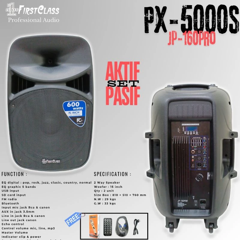 Jual Firstclass Px 5000s Speaker Aktif 15 Inch 2 Way 600 Watt
