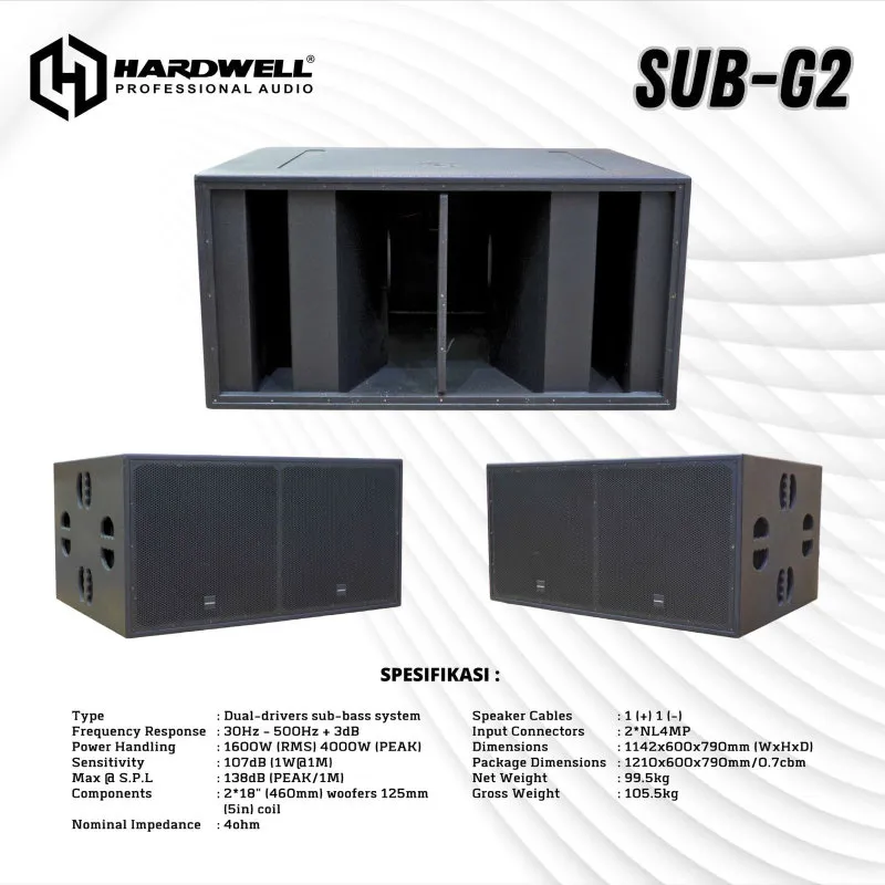 Jual Hardwell SUB G2 Subwoofer Pasif 2x18 Inch 4 Ohm 4000 Watt